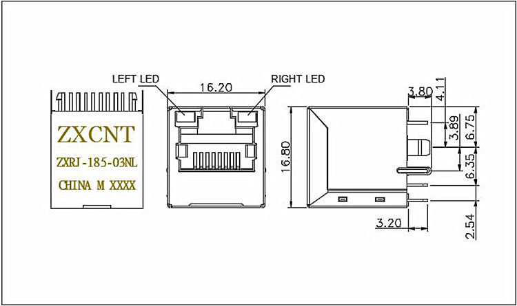 RJ45集成网口 立式带灯百兆插座 - 深圳市朱讯电子有限公司
