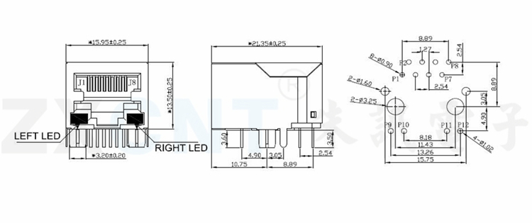 RJ45带灯 带POE功能百兆 - 深圳市朱讯电子有限公司